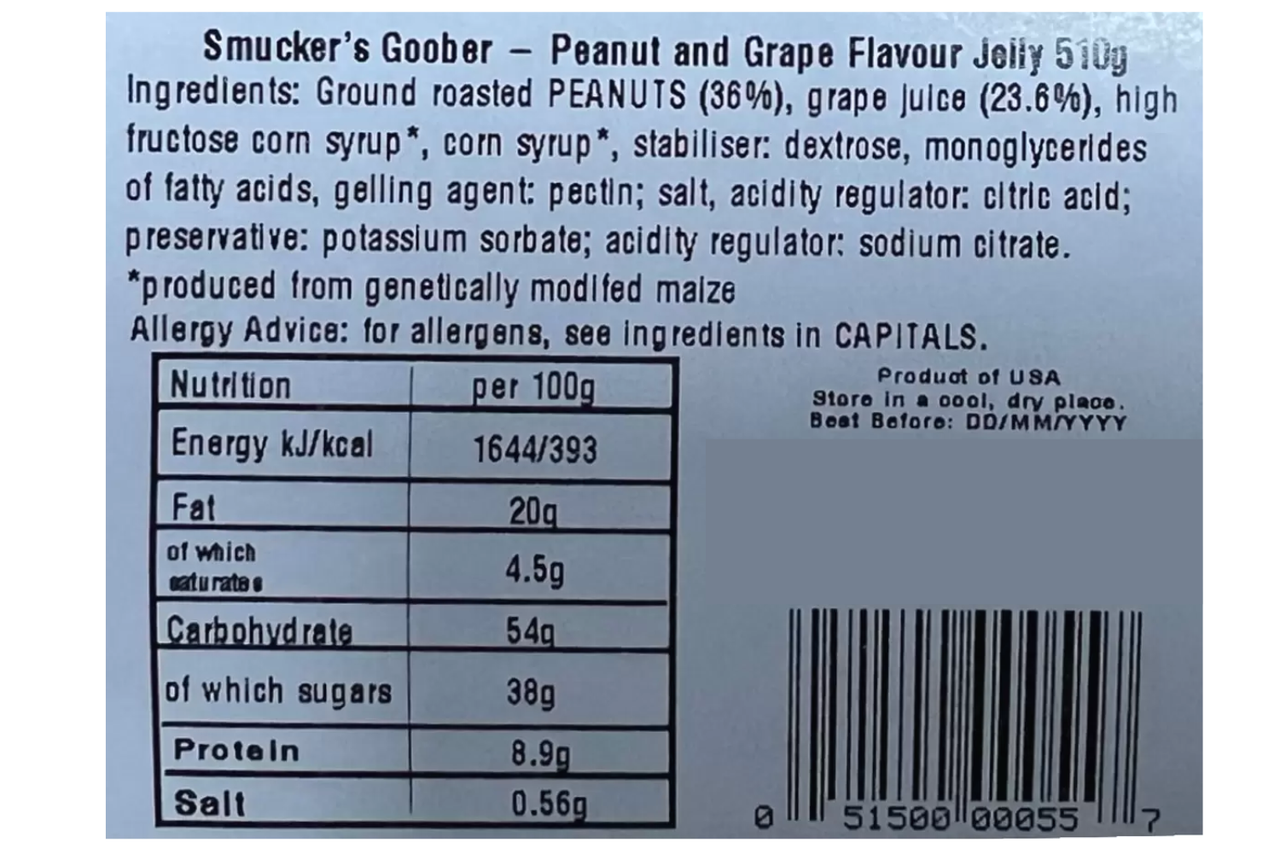 Smucker S Goober Grape Peanut Butter Grape Jelly Stripes 510g